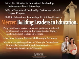Mercer. Building Leaders in Education | PPTX | Professional School ...