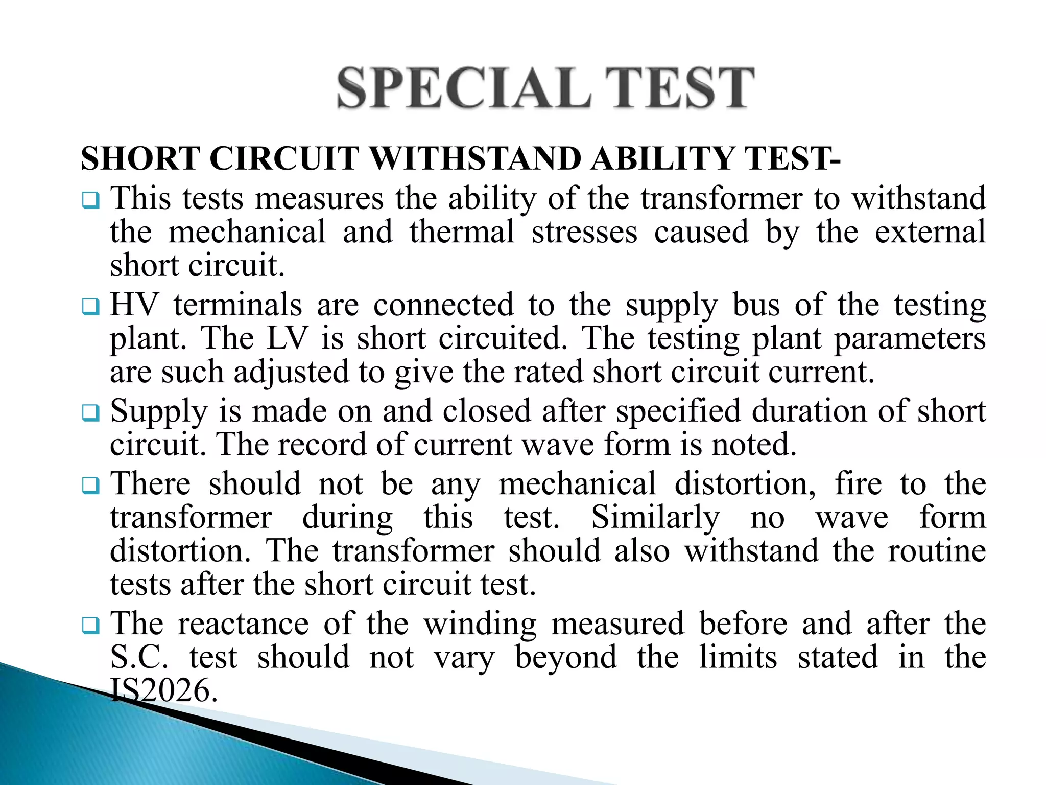 Testing of transformer | PPTX