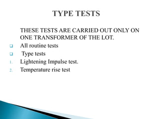 Testing of transformer | PPTX