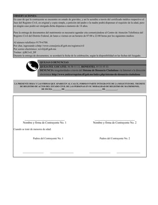 Registro Civil CDMX. Formato y requisitos para matrimonio civil. | PDF