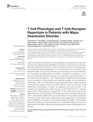 T cell phenotype and t cell receptor repertoire in patients with major depressive disorder | PDF