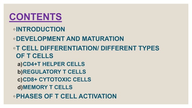 T CELL lymphocyte , its function, production and types pptx | PPTX