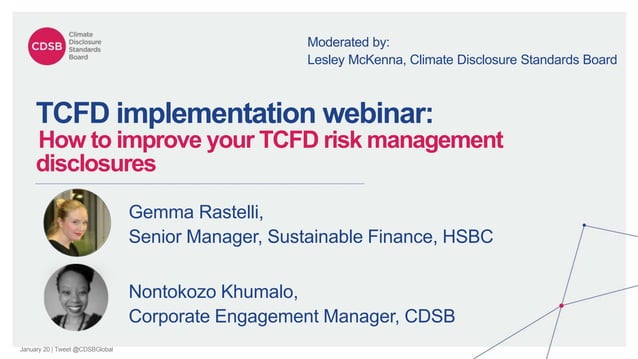 TCFD implementation webinar series - risk management with HSBC (PM) | PPT