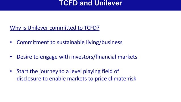 TCFD implementation webinar series - strategy with Unilever | PPT