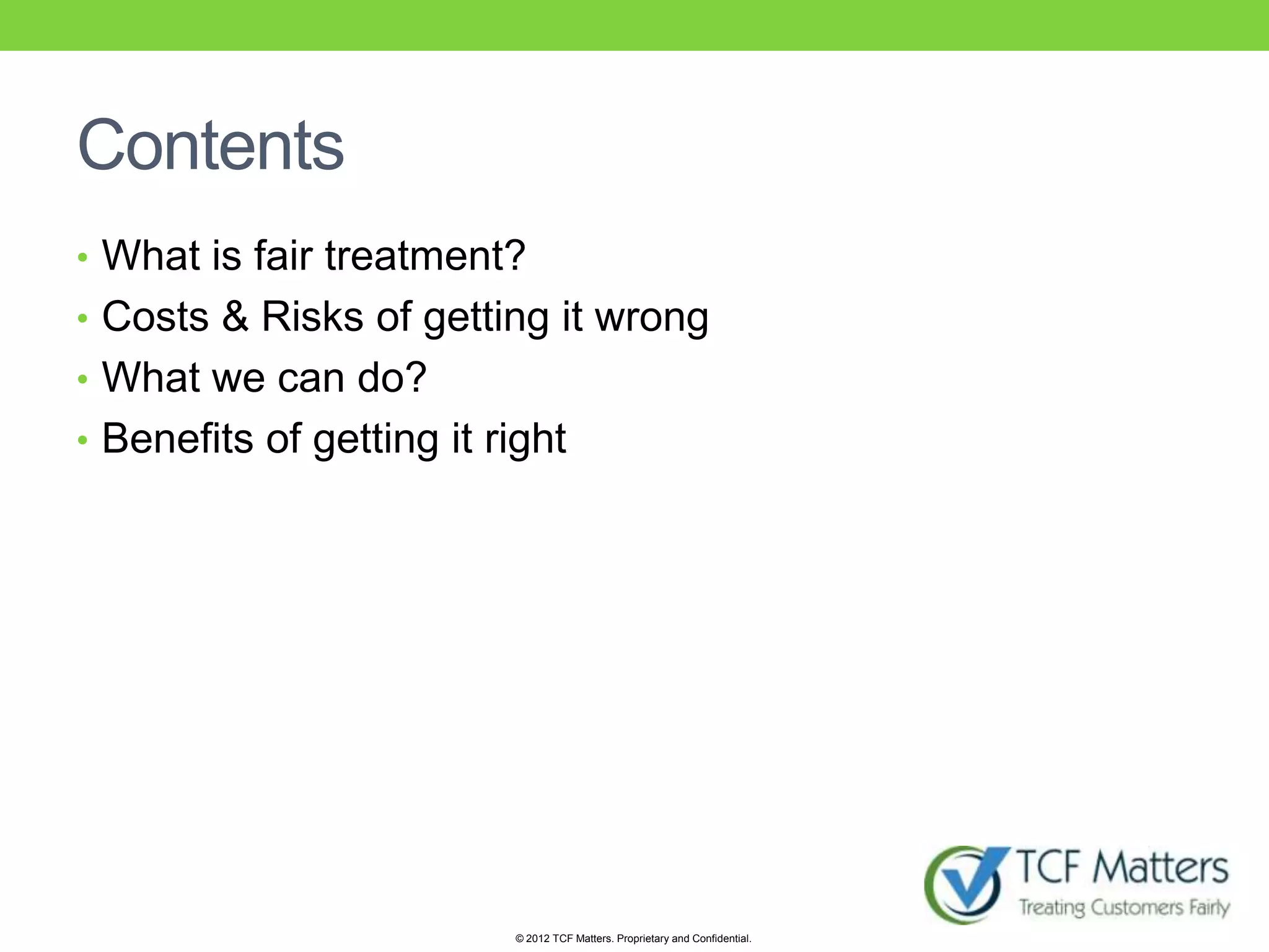 Treating Customers Fairly is a Strategic Matter | PPTX