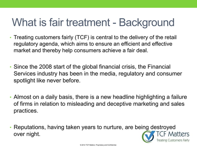 Treating Customers Fairly is a Strategic Matter | PPTX
