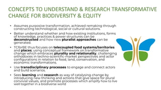 TCforBE CONCEPTS TO UNDERSTAND & RESEARCH TRANSFORMATIVE CHANGE FOR BIODIVERSITY & EQUITYESG ...