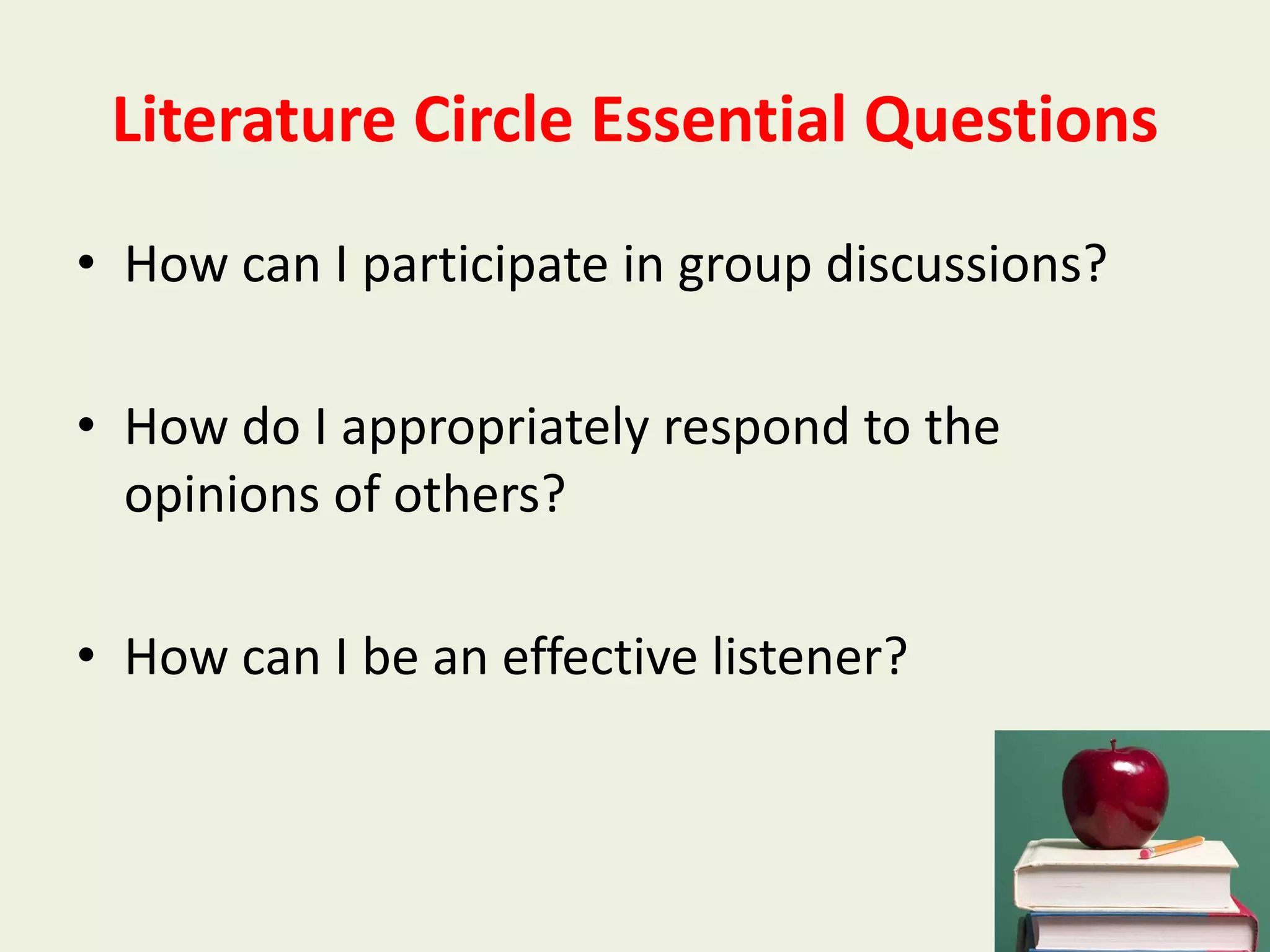 TCH505 Literature Circles Slideshare | PPT