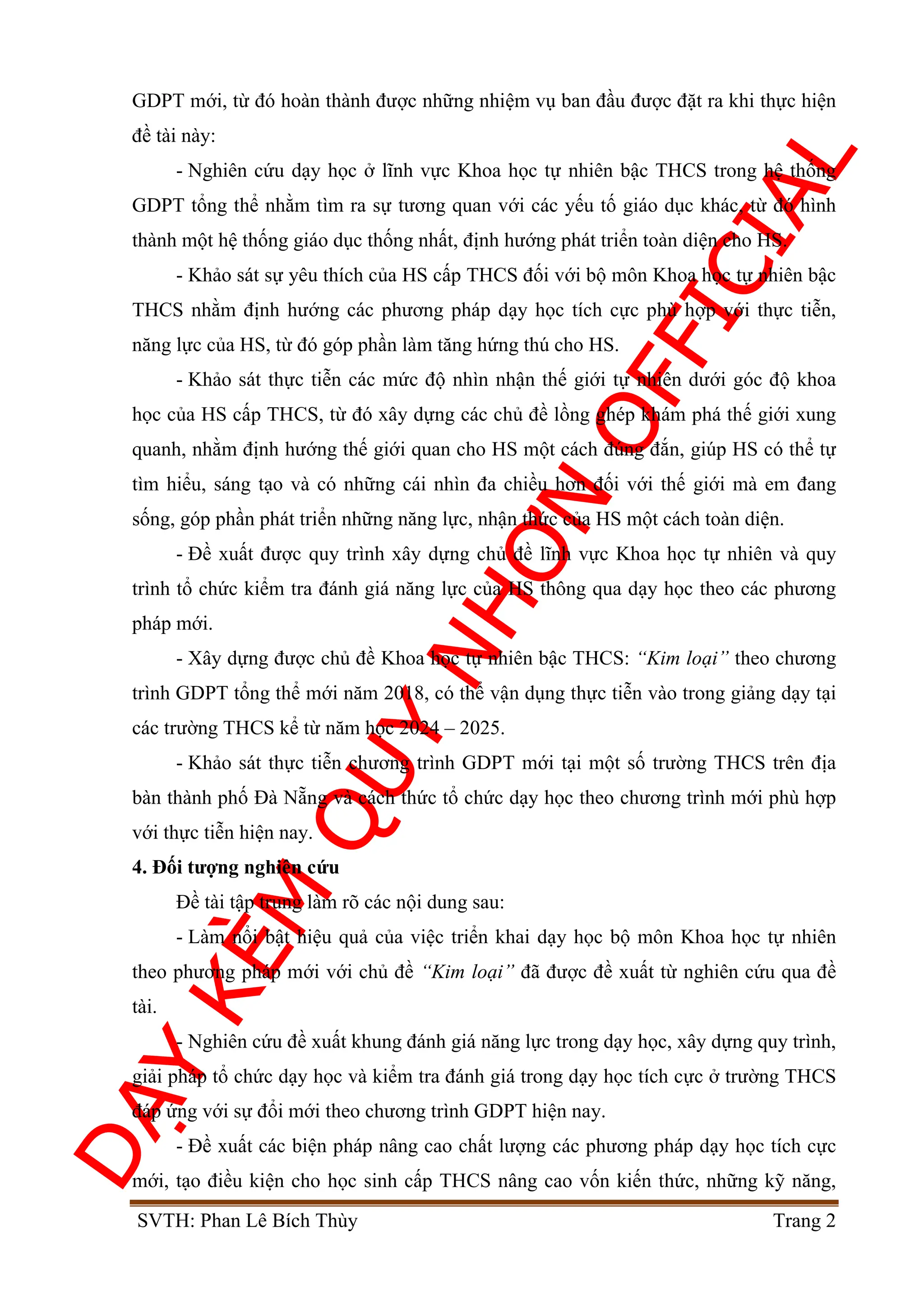 TỔ CHỨC DẠY HỌC THEO CHỦ ĐỀ “KIM LOẠI” TRONG BỘ MÔN KHOA HỌC TỰ NHIÊN Ở BẬC TRUNG HỌC CƠ SỞ THEO ...