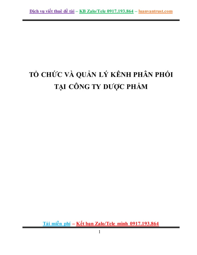 Tổ chức và quản lý kênh phân phối tại công ty dược phẩm.docx