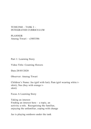 TCHE2560 – TASK 2 – INTEGRATED CURRICULUM PLANNER An.docx