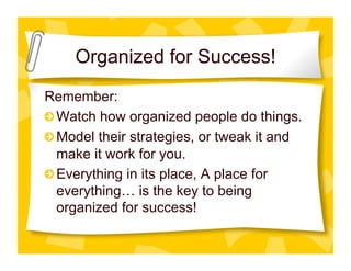 Organize for Success! | PDF