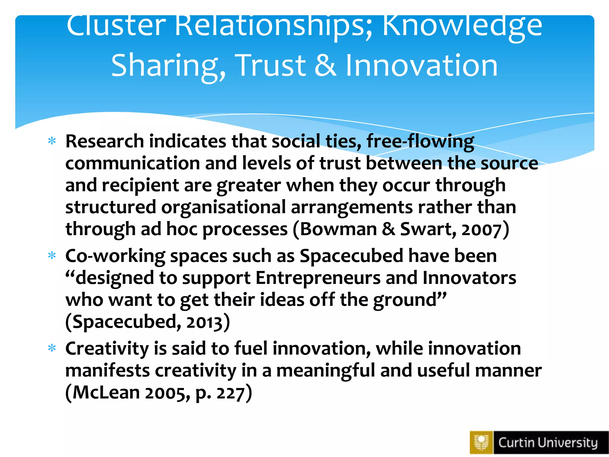 TCI2013 Industry clusters: the role of facilitation in supporting ...
