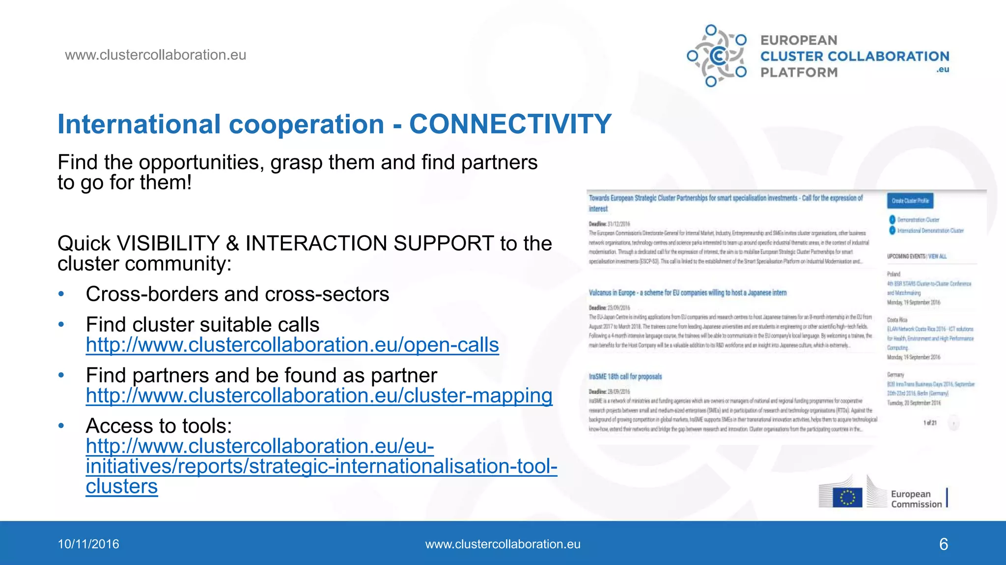 TCI 2016 ECCP: The platform connecting clusters | PPTX