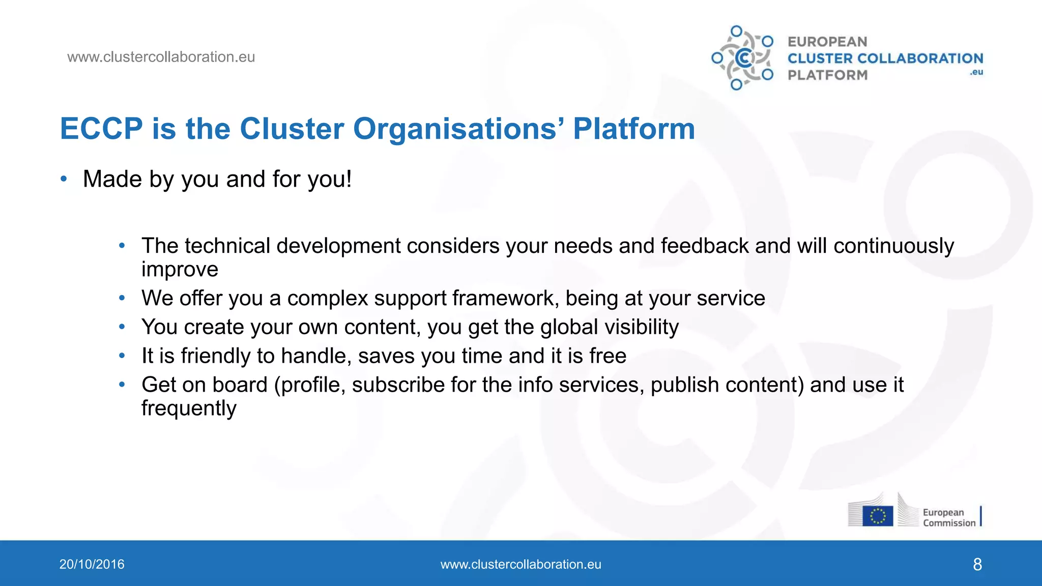 TCI 2016 ECCP: The platform connecting clusters | PPTX