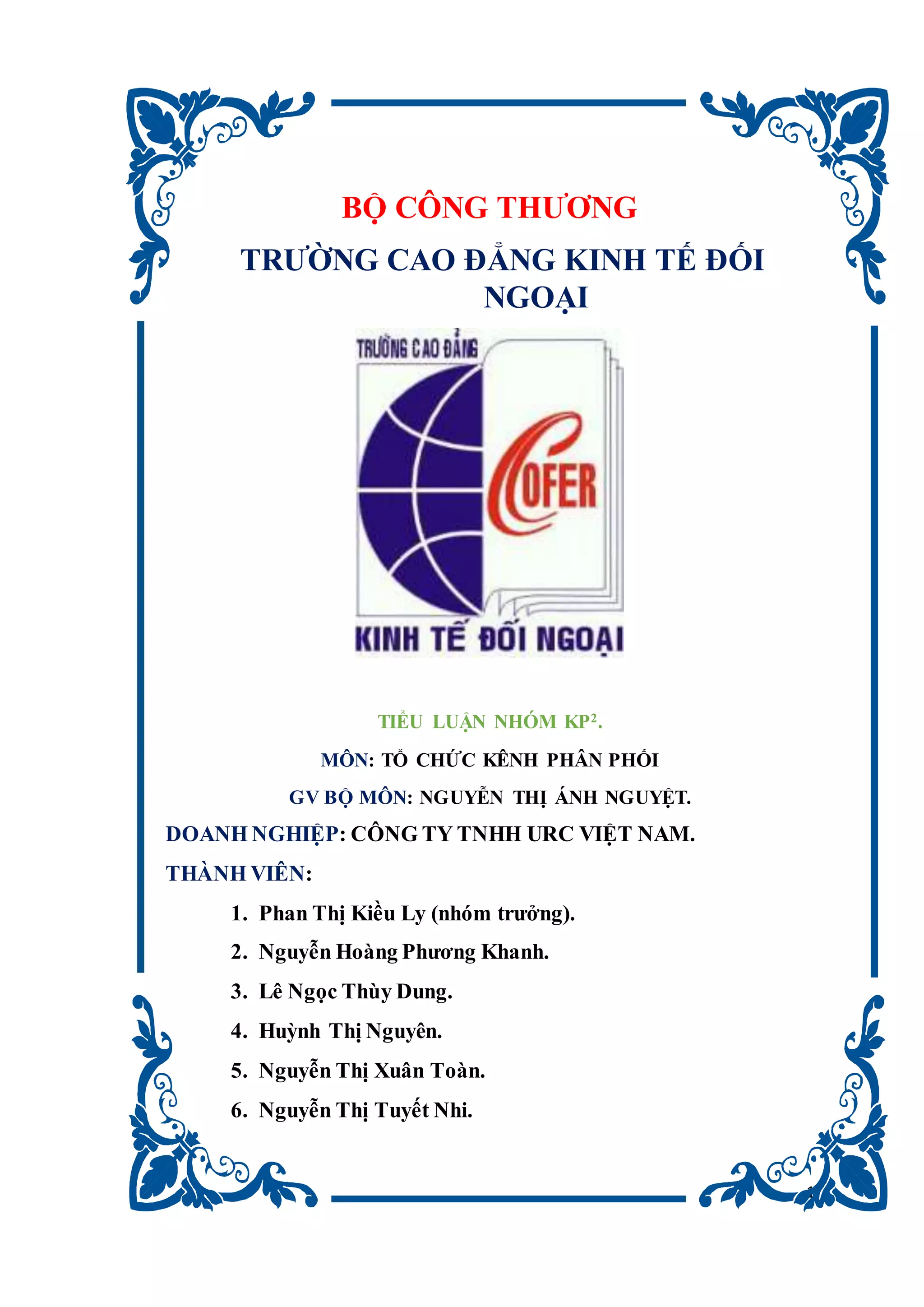 tiểu luận tổ chức kênh phân phối trà xanh c2 | DOC