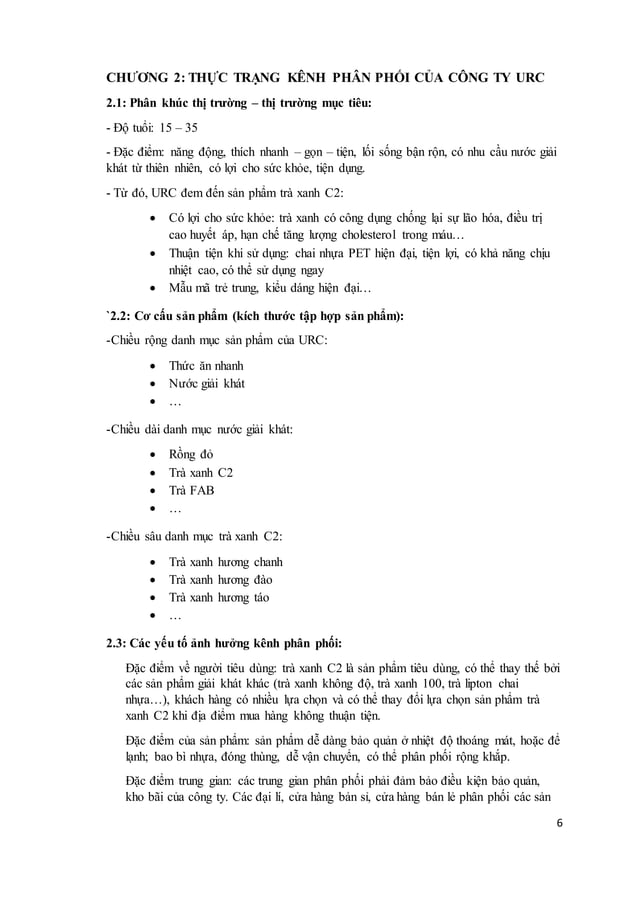 tiểu luận tổ chức kênh phân phối trà xanh c2 | DOC