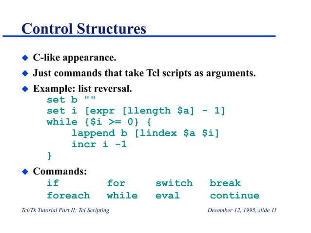 tcl.ppt | Programming Languages | Computing