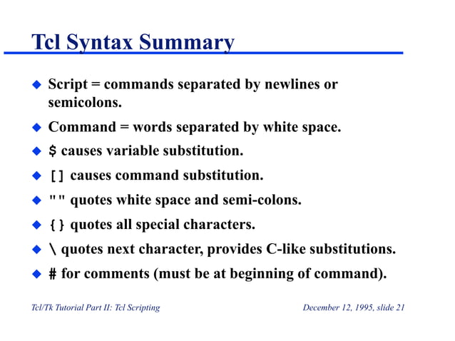 tcl.ppt | Programming Languages | Computing