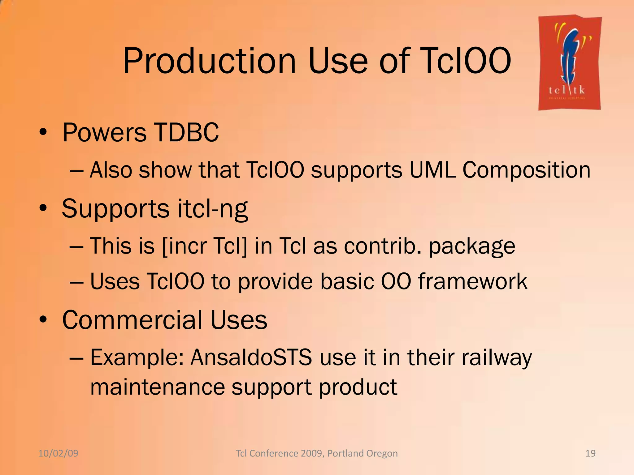 TclOO: Past Present Future | PPTX