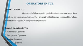 TCL P.pptx tool command language tcl tcl | PPT