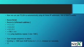 TCLSH and Macro Ping Test on Cisco Routers and Switches | PPTX