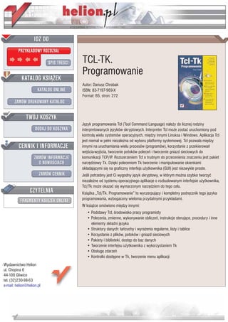 Tcl-Tk. Programowanie | PDF