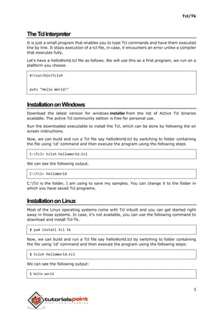 Tcl tk tutorial | PDF