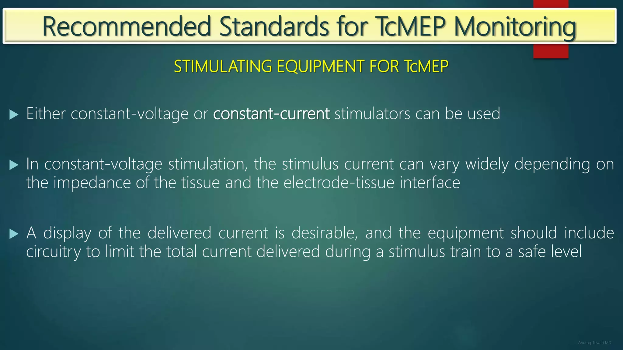 Transcranial Motor Evoked Potentials Monitoring per aACNS guidelines | PPTX