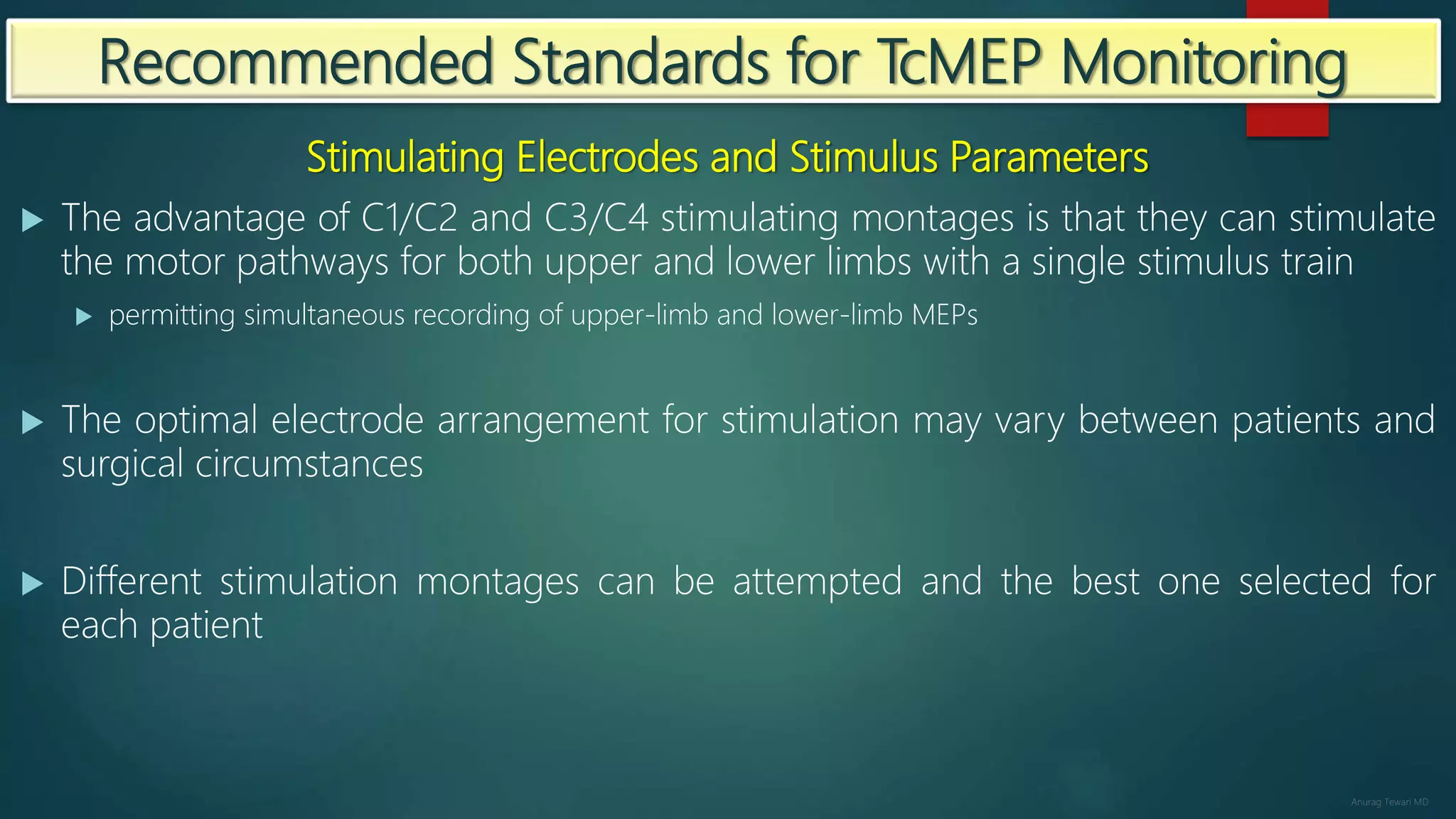 Transcranial Motor Evoked Potentials Monitoring per aACNS guidelines | PPTX