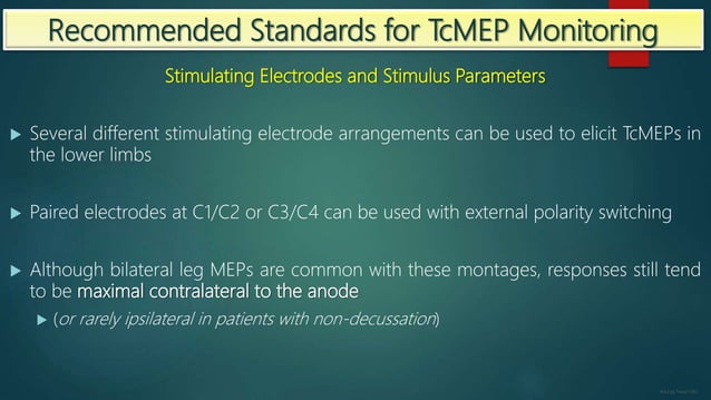 Transcranial Motor Evoked Potentials Monitoring per aACNS guidelines | PPTX