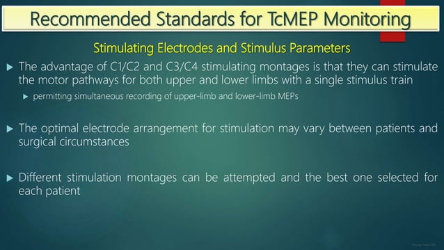 Transcranial Motor Evoked Potentials Monitoring per aACNS guidelines | PPTX