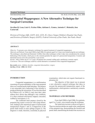 Congenital Megaprepuce:A New alternative Technique for Surgical ...