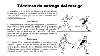 Técnicas de entrega del testigo en atletismo | PPTX