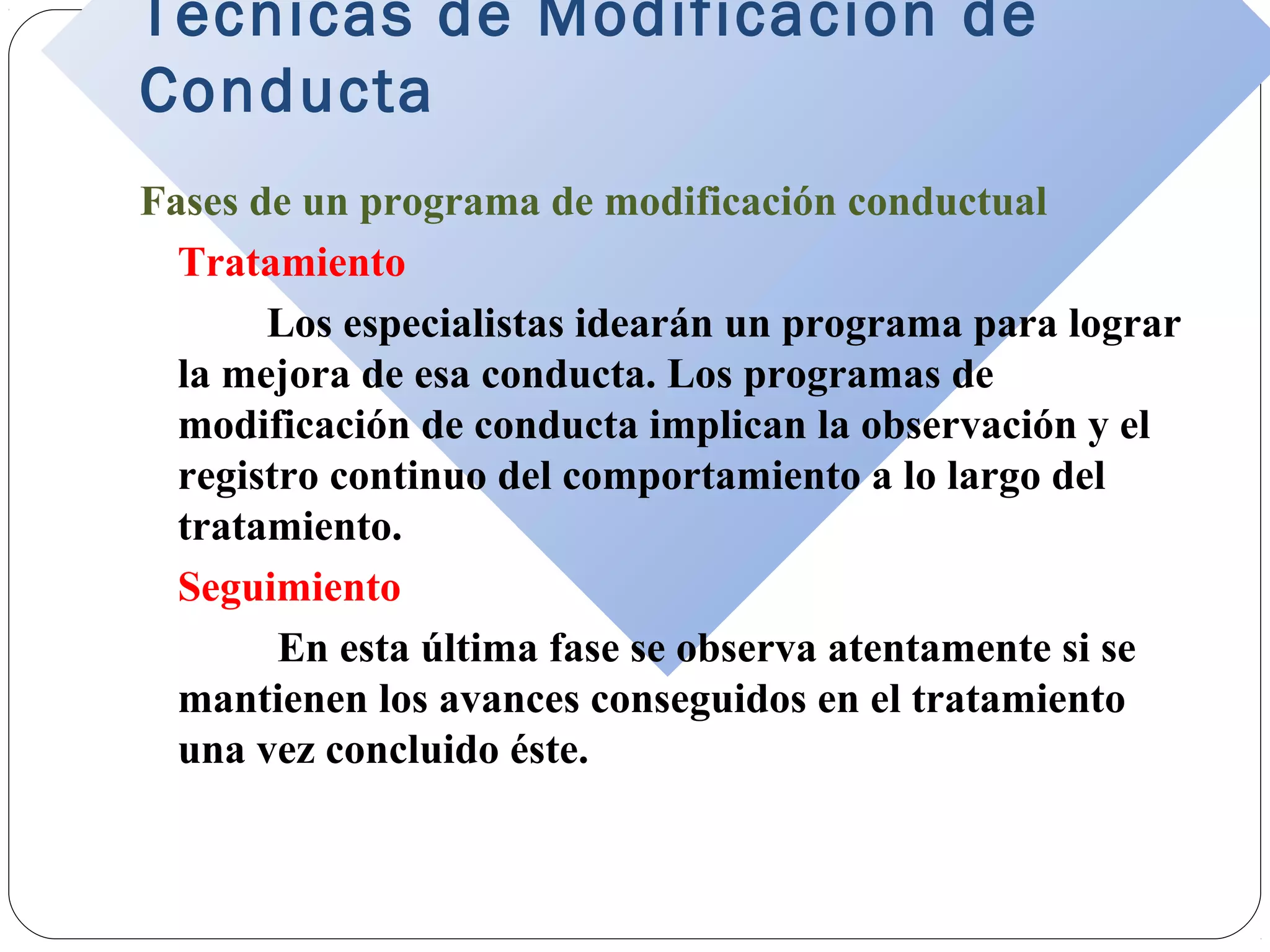 Técnicas de modificación de conducta | PPT