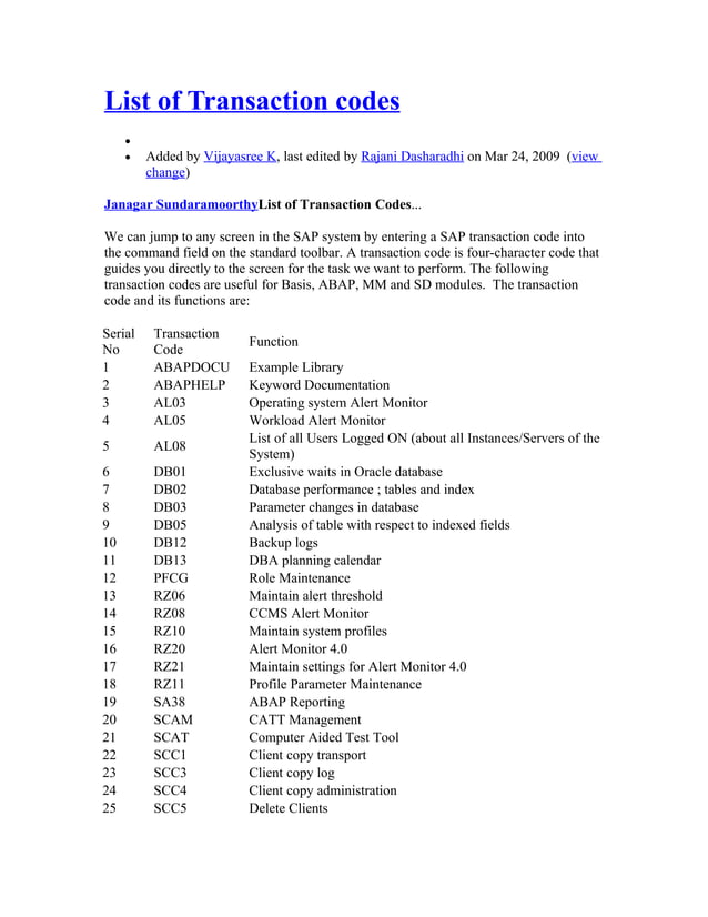 SAP Admin Tcode | DOC | Operating Systems | Computer Software and ...
