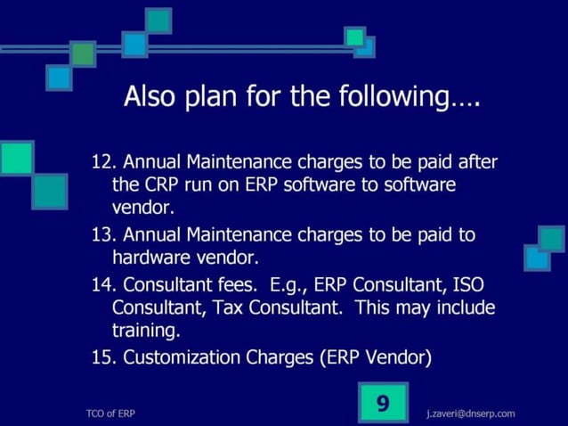 ERP Pre-Implementation TCO Total Cost of Ownership | PPTX