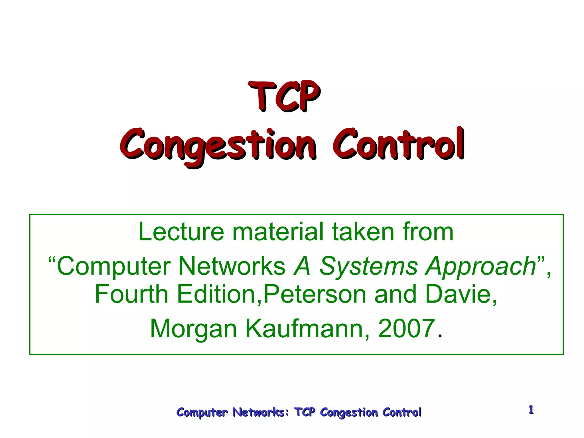 Tcp Congestion Control Ppt