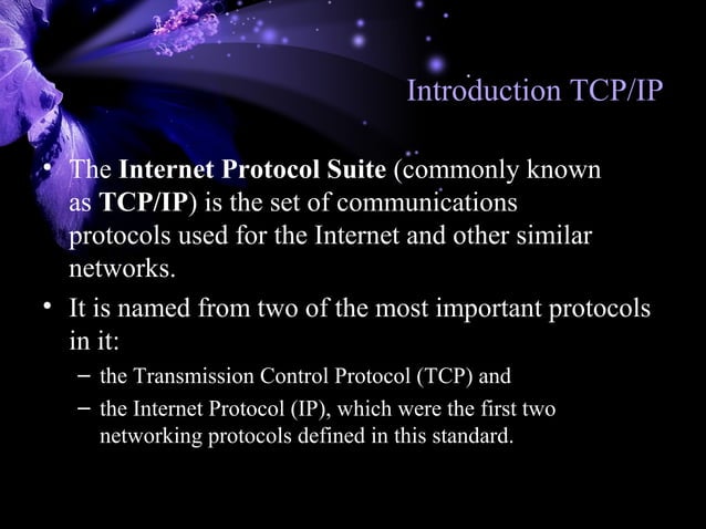 The Internet Protocol Suite (commonly known as TCP/IP) | PPT