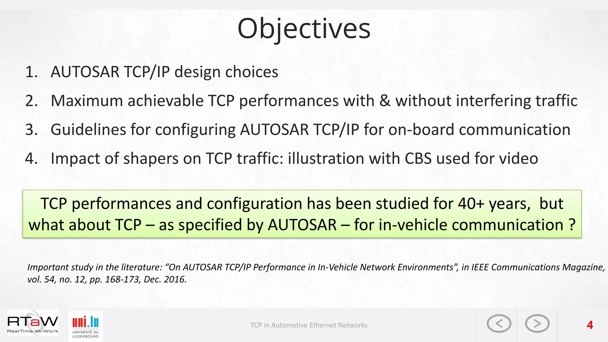 Insights into the performance and configuration of TCP in Automotive Ethernet Networks | PDF