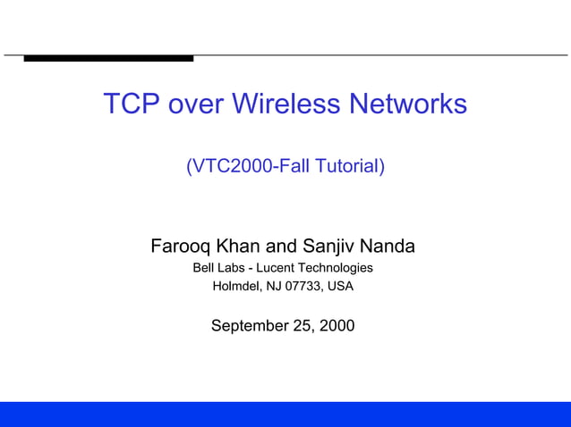 TCP Over Wireless | PPT