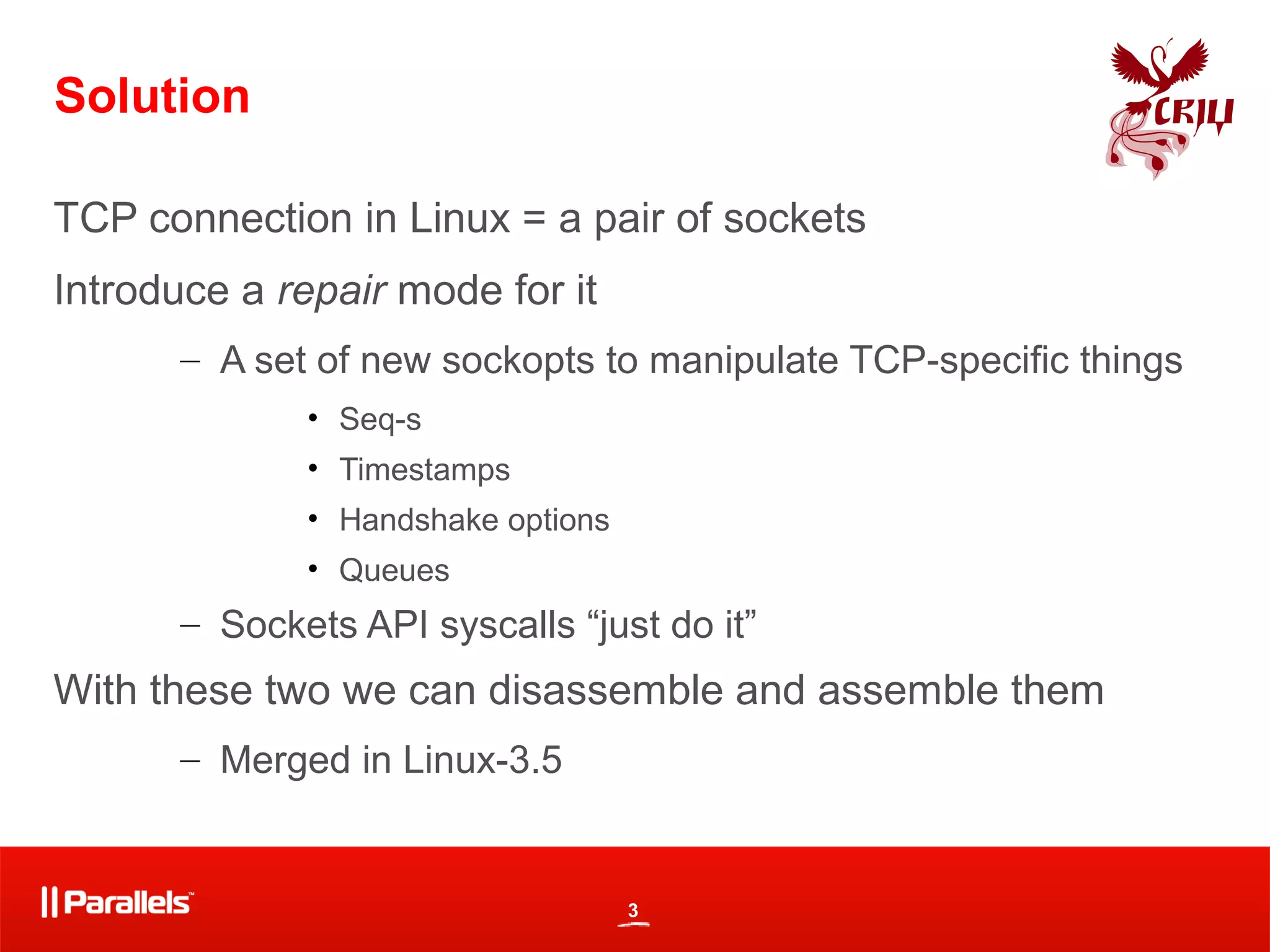 Tcp Repair Ppt 