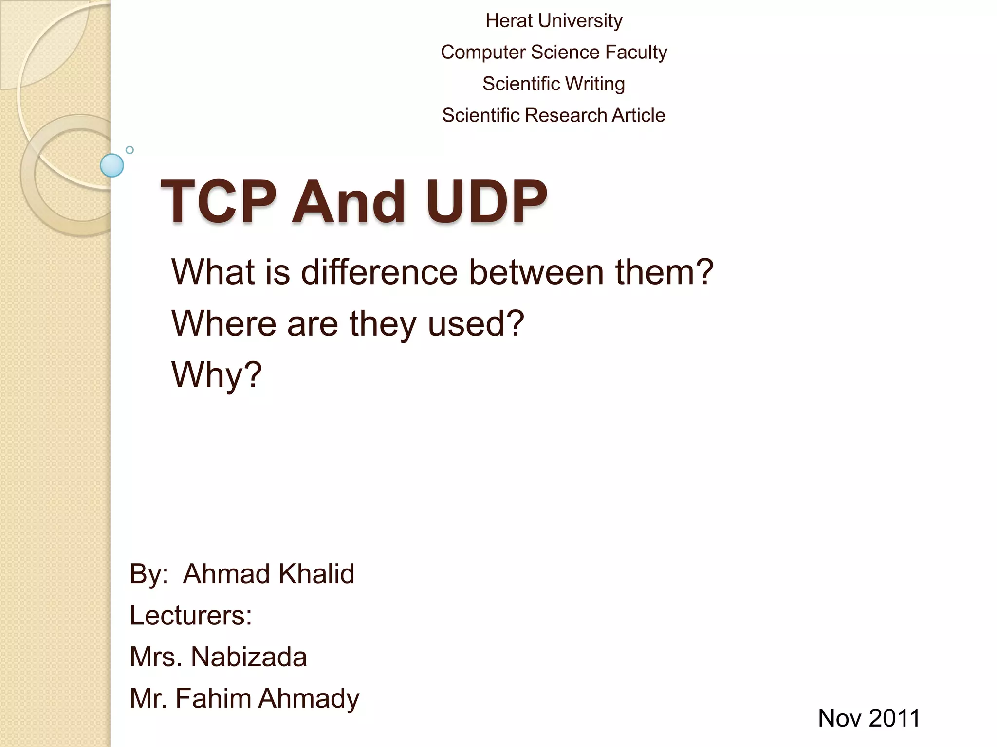 Tcp And Udp Pptx Computer Networking Computing 1211