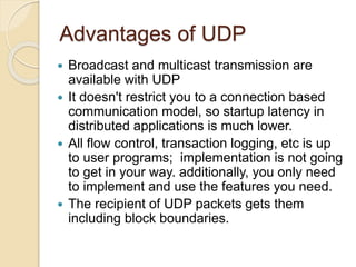 Tcp and udp.transmission control protocol.user datagram protocol | PPTX