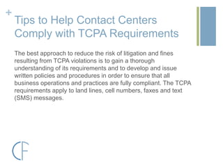 19 Tips for Achieving TCPA Compliance in Your Contact Center | PPTX