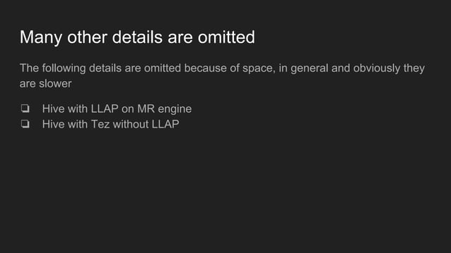 A TPC Benchmark of Hive LLAP and Comparison with Presto | PDF