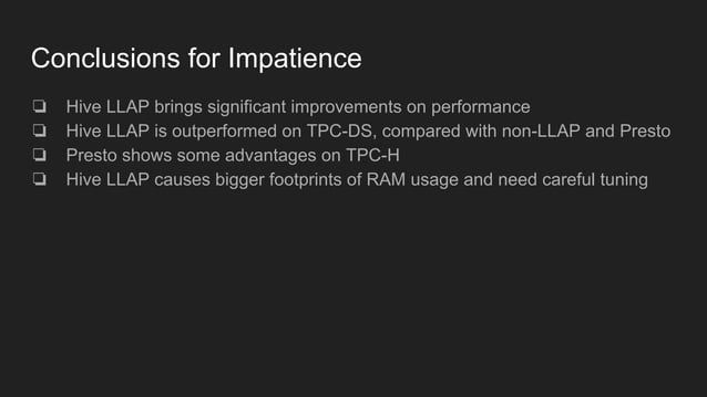 A TPC Benchmark of Hive LLAP and Comparison with Presto | PDF