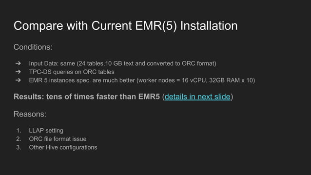 A TPC Benchmark of Hive LLAP and Comparison with Presto | PDF