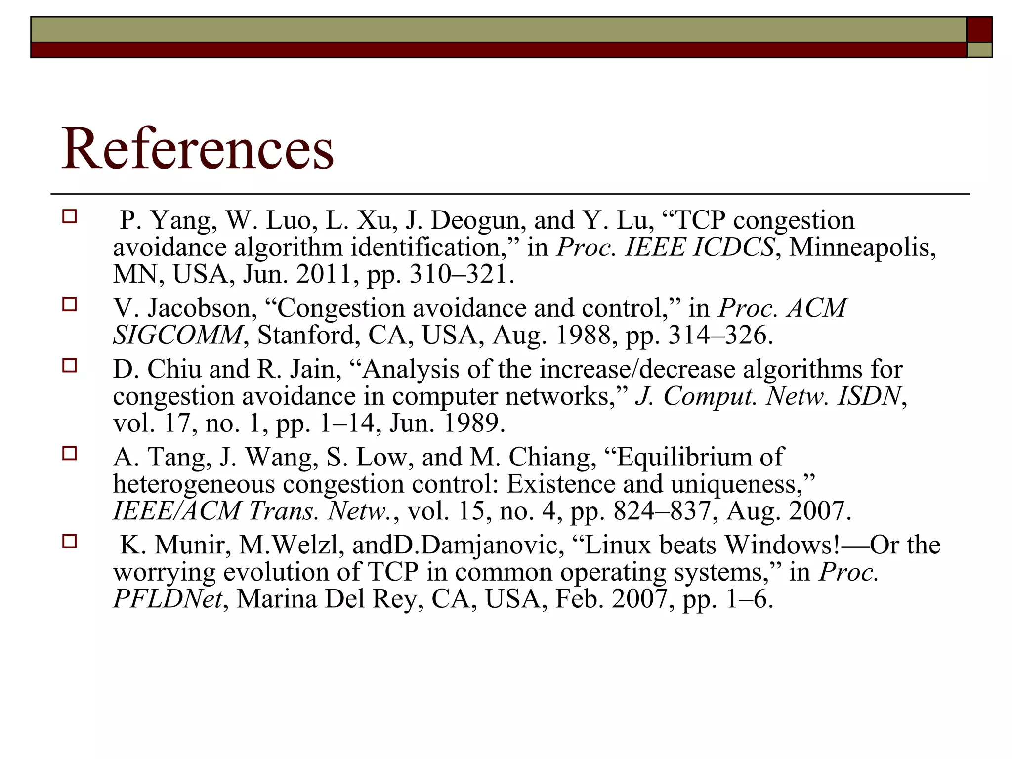 Tcp Congestion Avoidance Algorithm Identification Ppt