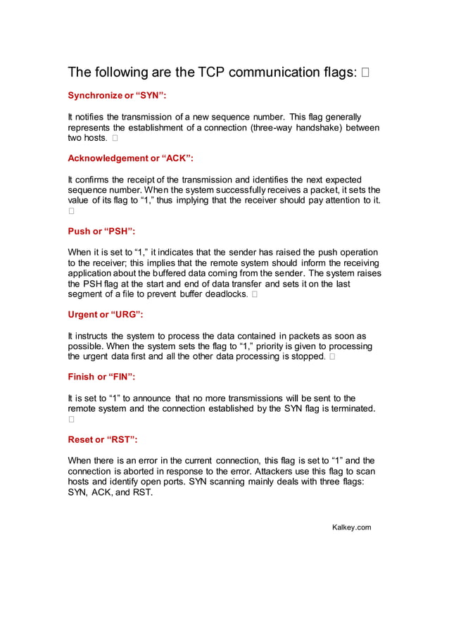 Tcp flags | DOCX | Computer Networking | Computing